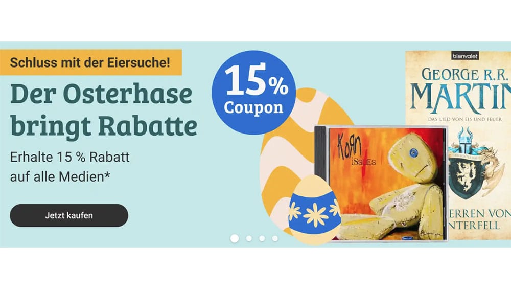 15% Rabatt auf alle Medien ab 25€ bei Rebuy