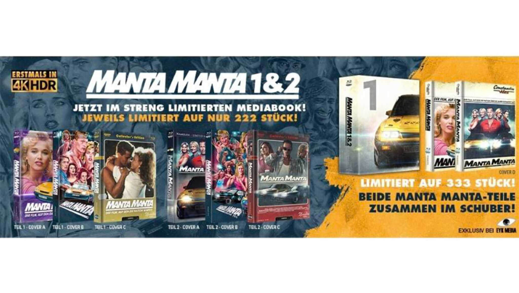 "Manta, Manta & Manta Manta - Zwoter Teil" jeweils in 3 Mediabooks (4K ...