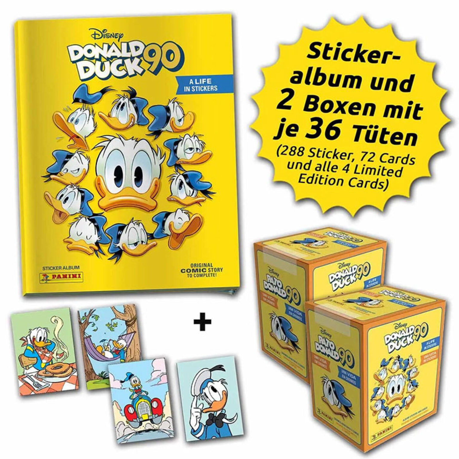Donald Duck 90 Jahre Sticker & Cards - verschiedene Bundle verfügbar